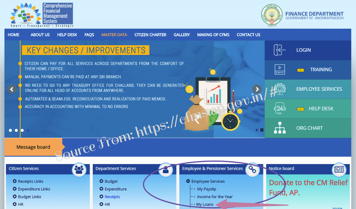 My Loans under Employee & Pensioner Services in cfms.ap.gov.in My Loans under Employee & Pensioner Services in cfms.ap.gov.in